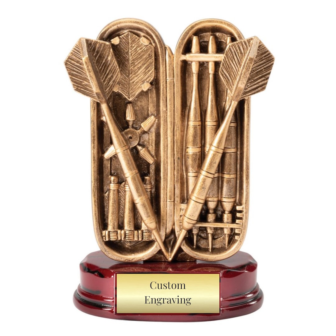Custom Darts Trophy in Display Case – Personalized Engraving – Dart Player Award, Bar League ...
