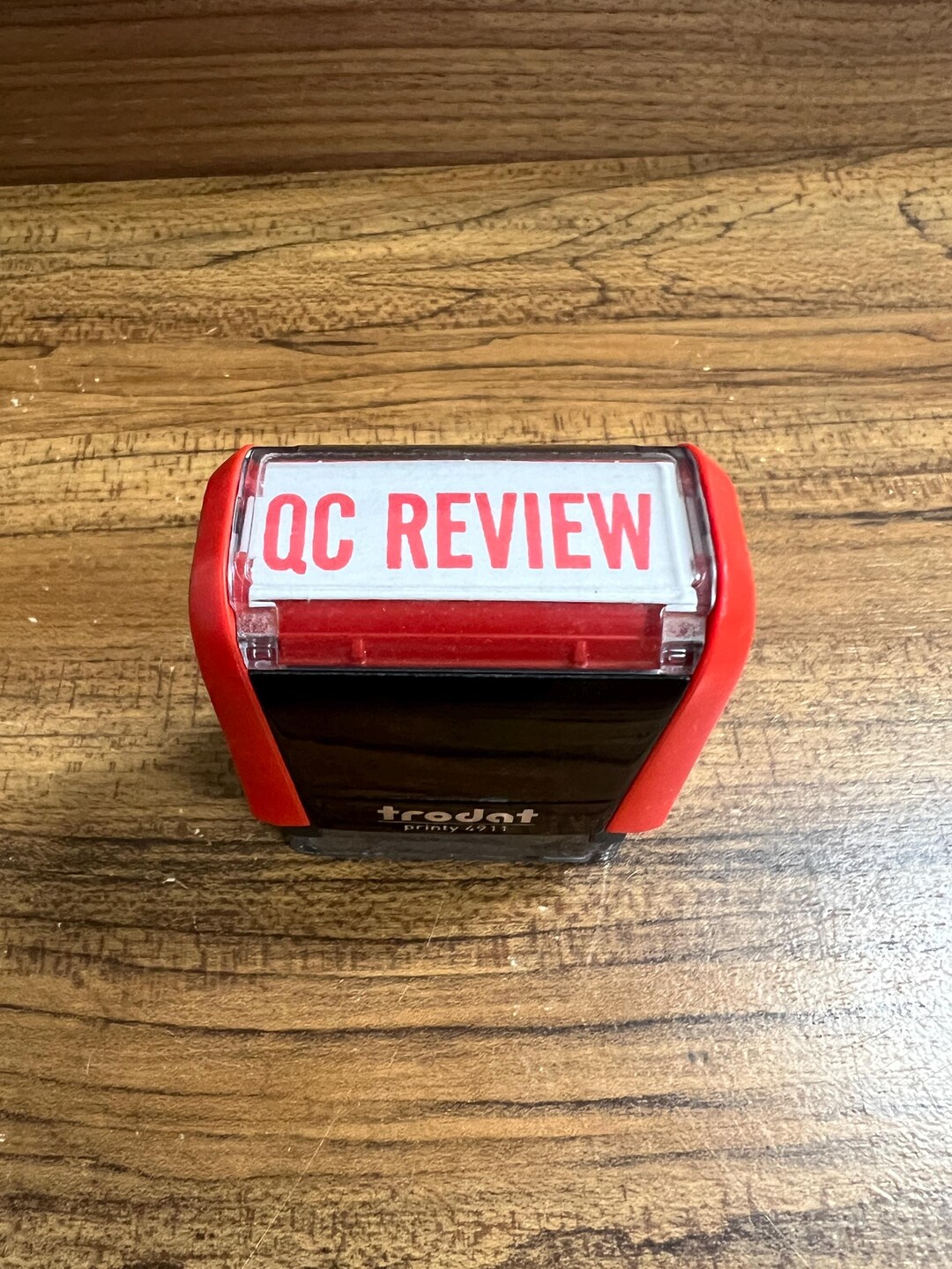 QC Review Stock Stamp Self-inking Red Ink for Quality Control Review and Document Approval ...
