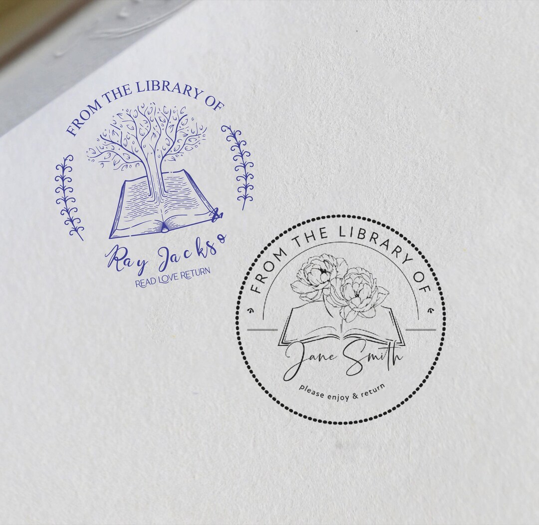 Custom Library Book Stamp: Floral Design, Personalized Embosser - Etsy