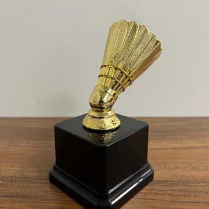 Custom Engraved Badminton Shuttlecock Trophy With Black Base Perfect ...