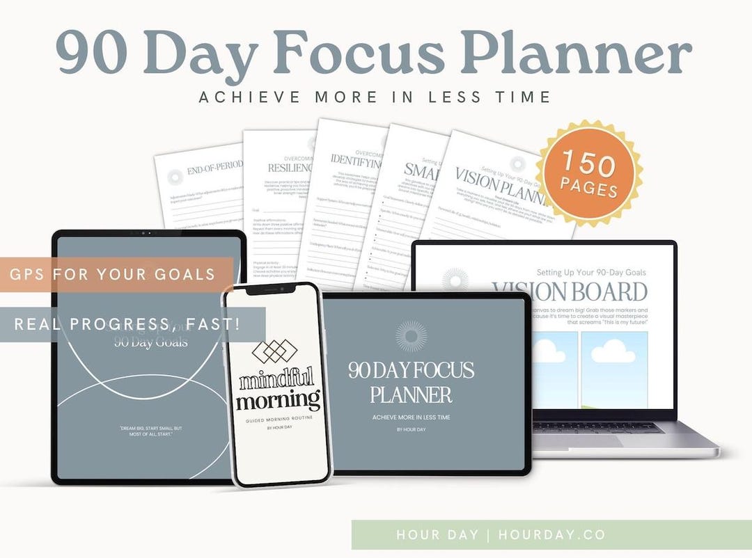 90 Day Focus Planner Digital PDF Goal Setting Vision Planning SMART ...