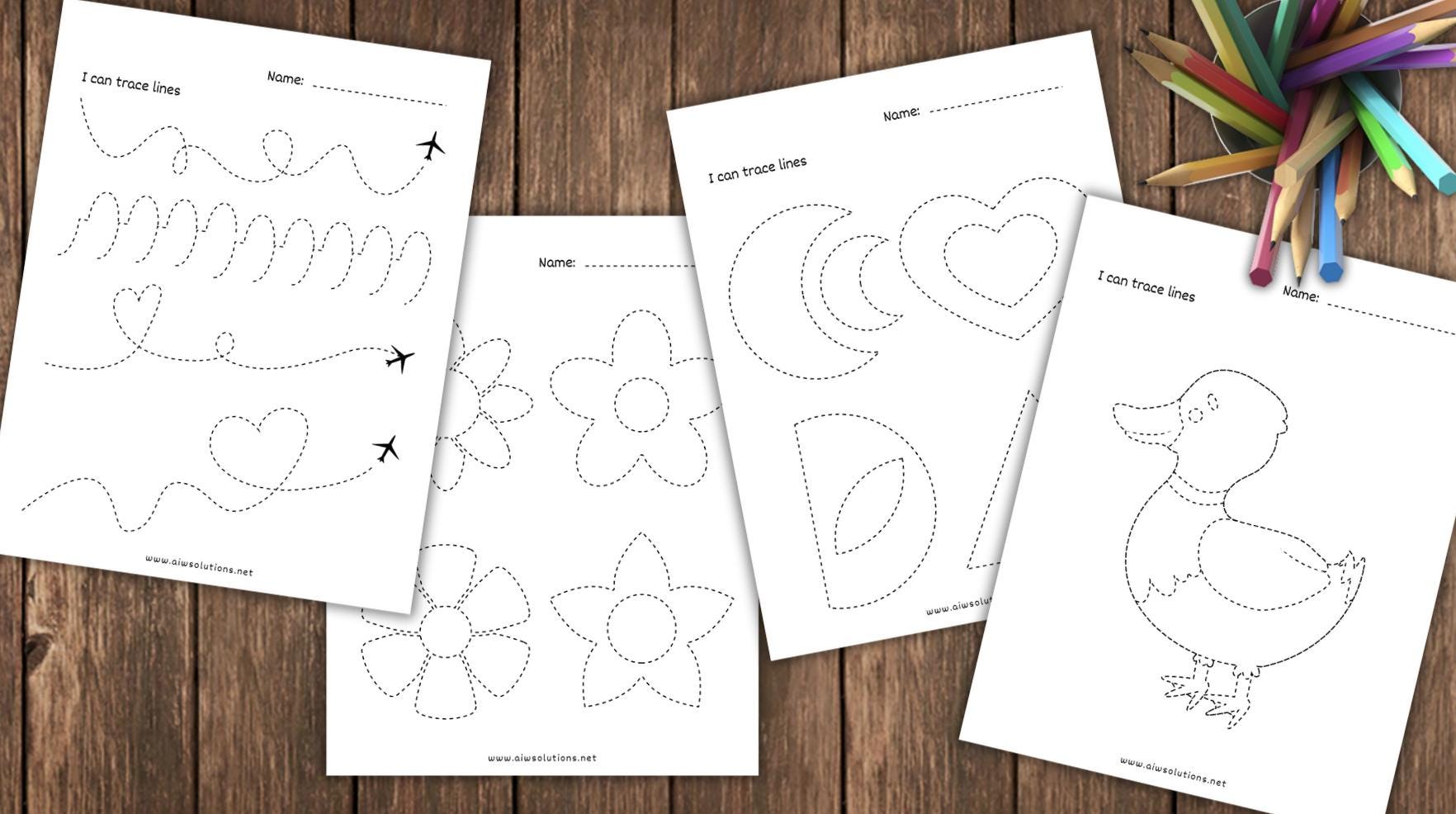 30 Preschool Line Tracing Worksheets Bundle,line Trace Page Printable ...