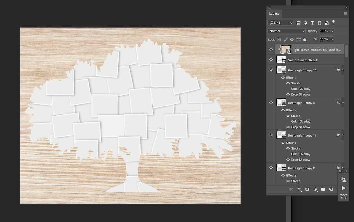 Big Family Tree Photo Collage With the Polaroid Frames, Birthday Gift ...