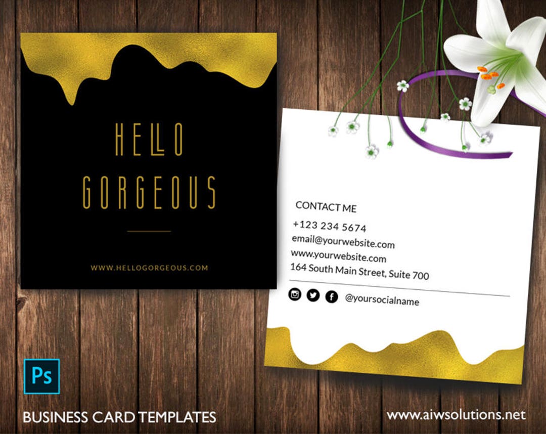 Gold Foil Name Card Template, Gold Glitter Calling Card, Glitter Name ...