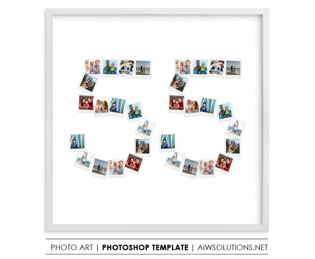 Number 55 Photo Collage Template, 55 Anniversary Photo Collage Template ...