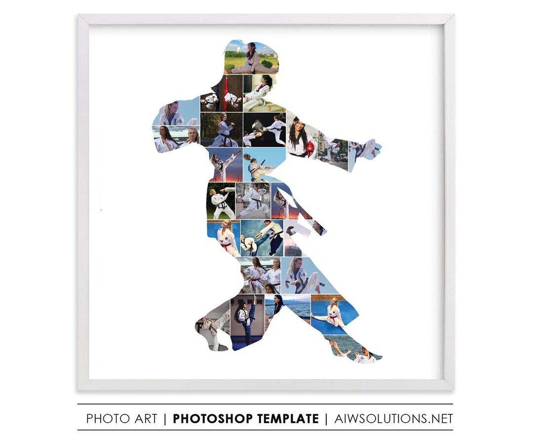 Taekwondo Girl Photo Collage, Karate Lady Shape, Kung Fu Gift, Karate ...