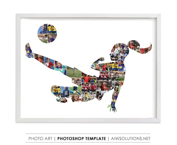 Woman Soccer Player Photo Collage Template Female Soccer | Etsy