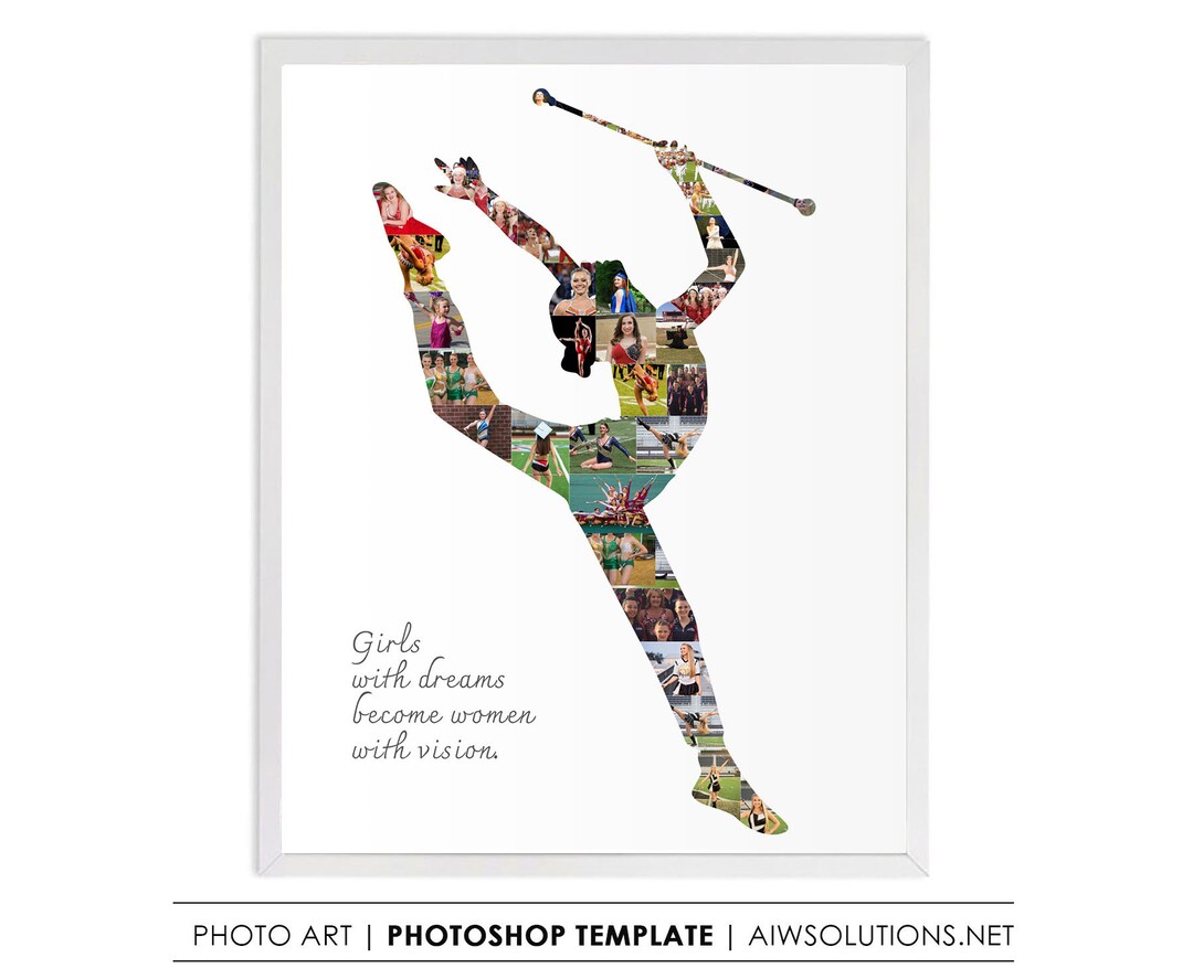 Baton Twirler Girl Photo Collage Template, Baton Twirling Performer ...