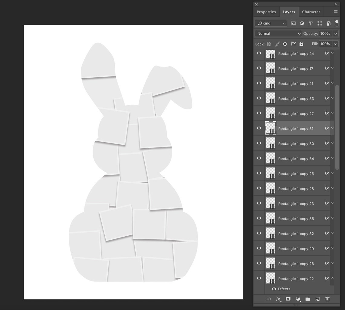 Hare Shape Photo Collage, Rabbit Shape Photo Collage, Easter Bunnies ...