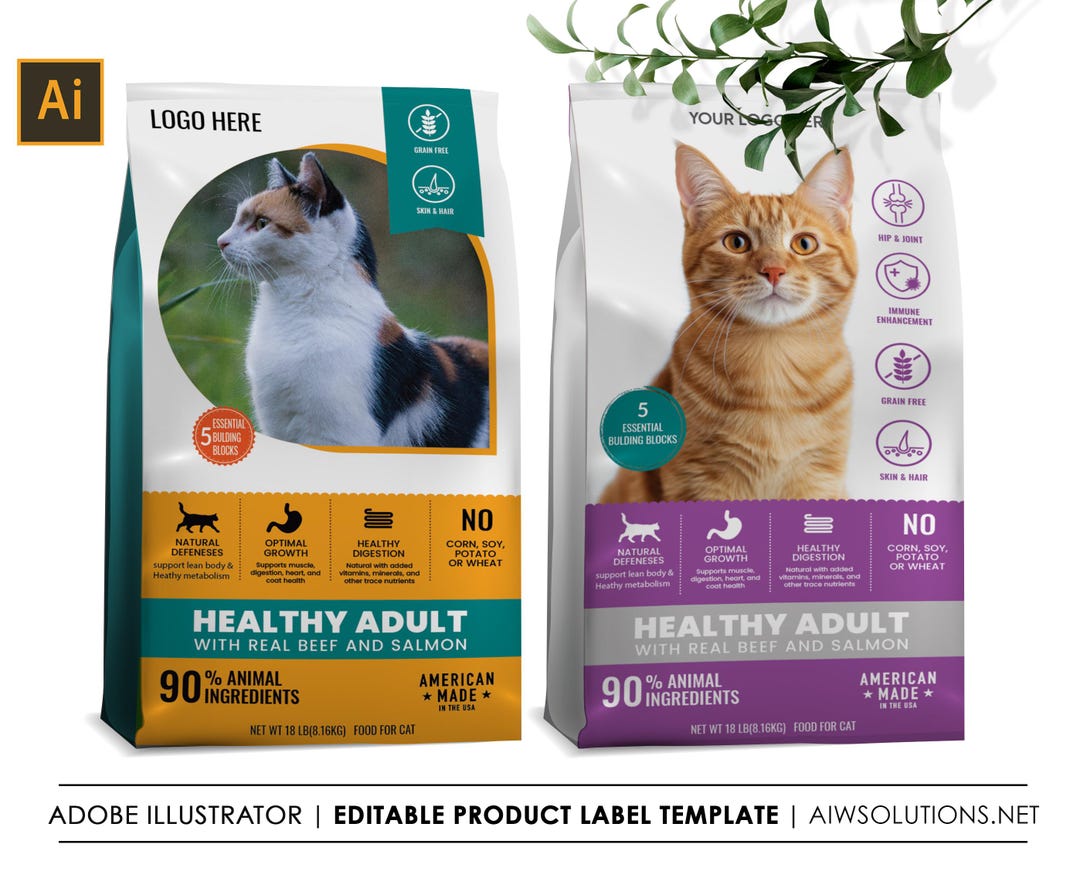 Cat Food Packaging Template, Pet Food Bag Design Template,personalized ...