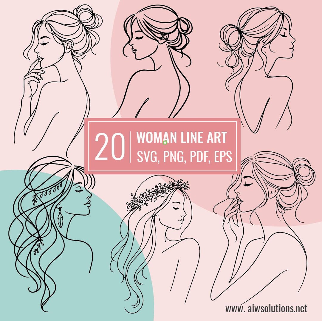 Woman Single Line Art Bundle – Floral & Elegant Female Portraits ...