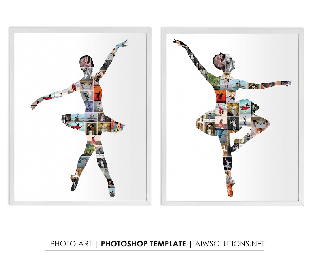 Ballerina Photo Collage Template, 2 Girls Dancing Template, Ballet Gift ...
