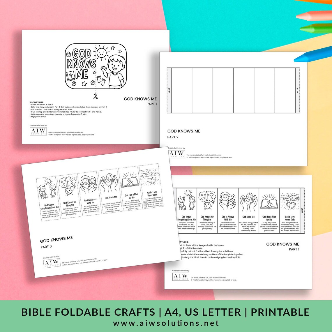 God Knows Me Foldable Craft Printable, Psalm 139 Bible Craft, Bible ...