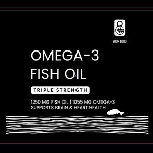 Omega 3 Label Template – Black Style Label Template, Illustrator Label ...