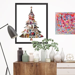 Christmas Tree Shape Photo Collage Template, Noel Theme Photo Collage ...