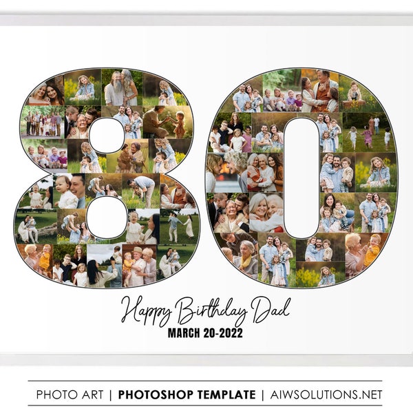 80th Birthday Photo Collage - Etsy