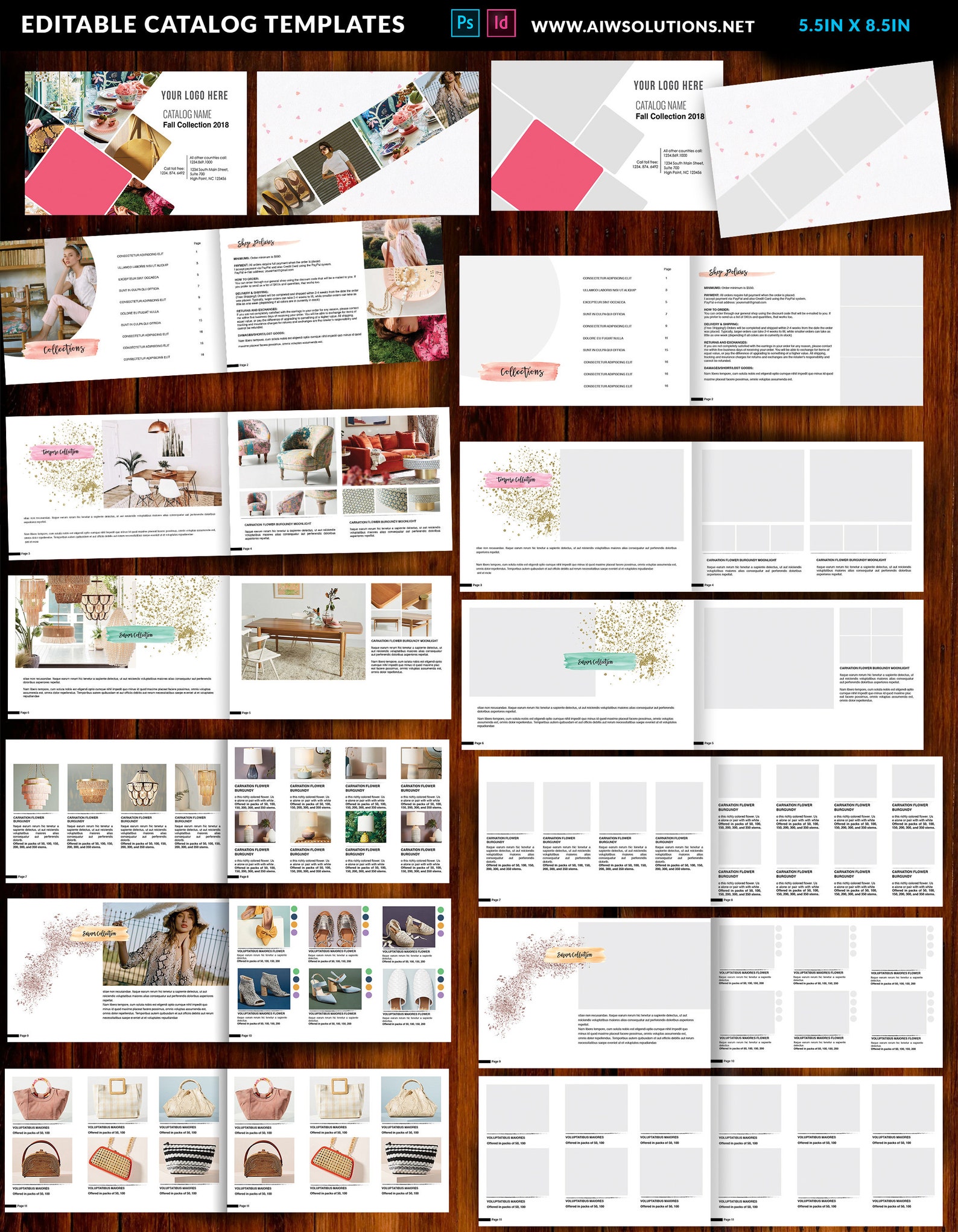 Landscape Catalog Template 5.5inx8.5in Product Catelog Multi | Etsy