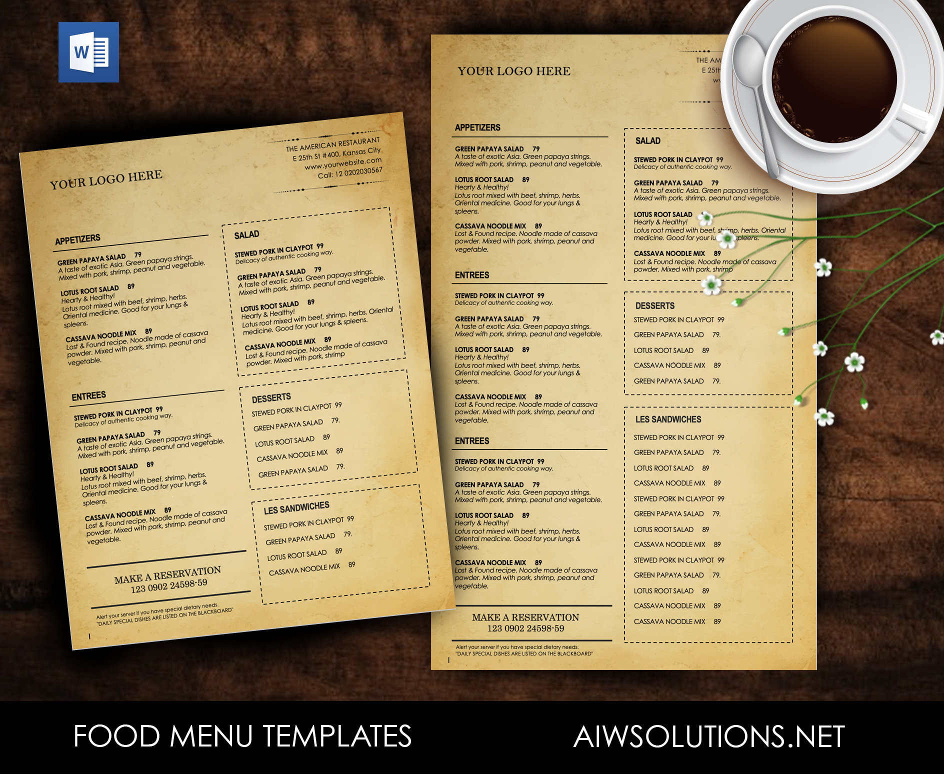Bar Menu Design Templates