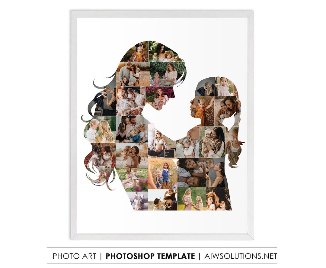Mom & Daughter Photo Collage Template, Mother Day Gift Idea, Baby Girl ...