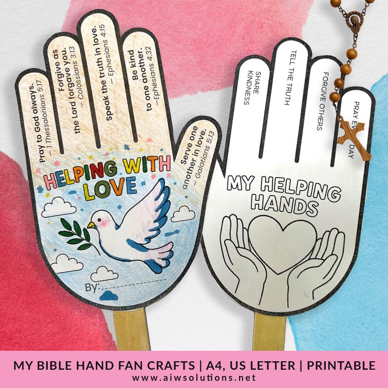 Bible Hand Fan Craft: Helping Hands Printable (PDF) | Christian Kids ...