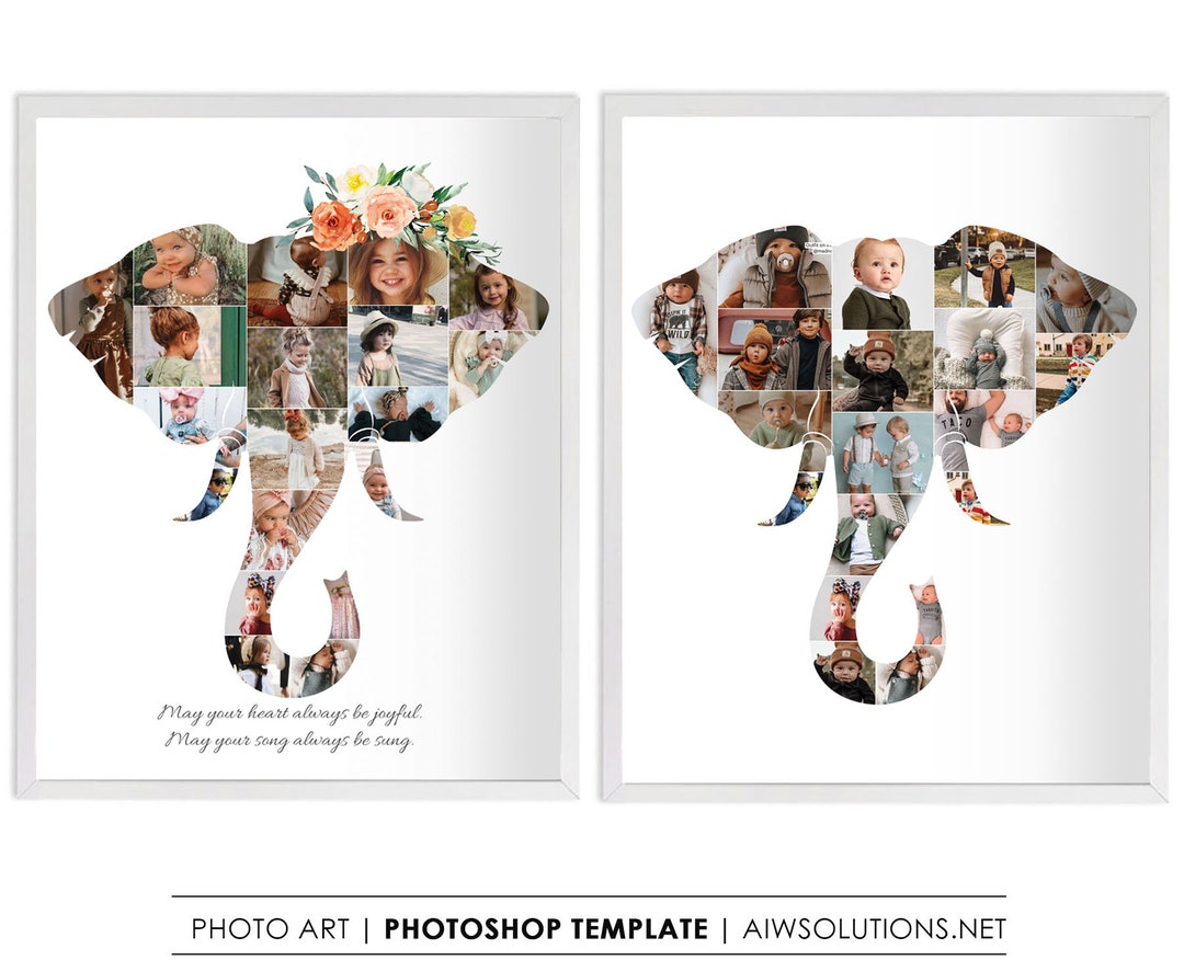 Elephant Picture Collage Templates , Elephant Nursery Photo Grid ...