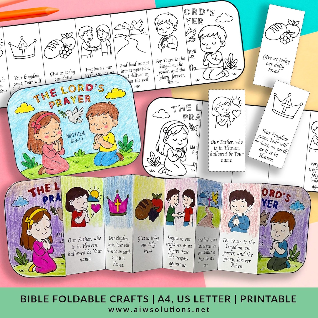 The Lord’s Prayer Foldable Craft Printable, Cut Color Assemble Bible ...