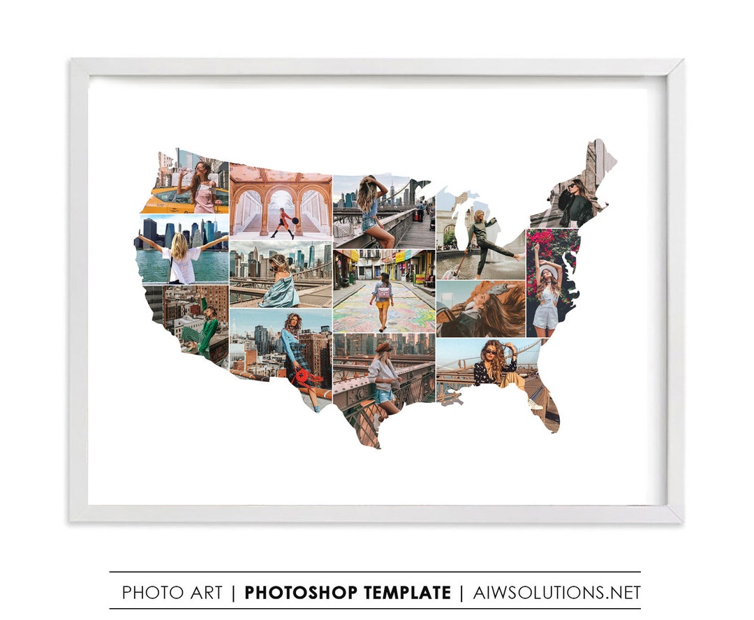 Usa Photo Collage Template, United State Map Storyboard Template ...