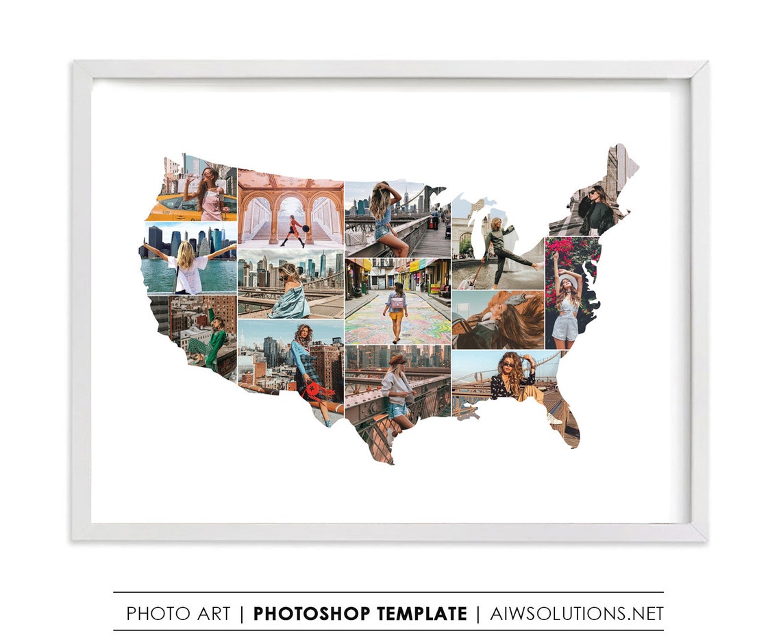 Usa Photo Collage Template United State Map Storyboard - Etsy