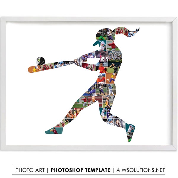 Softball Photo Collage Template - Etsy