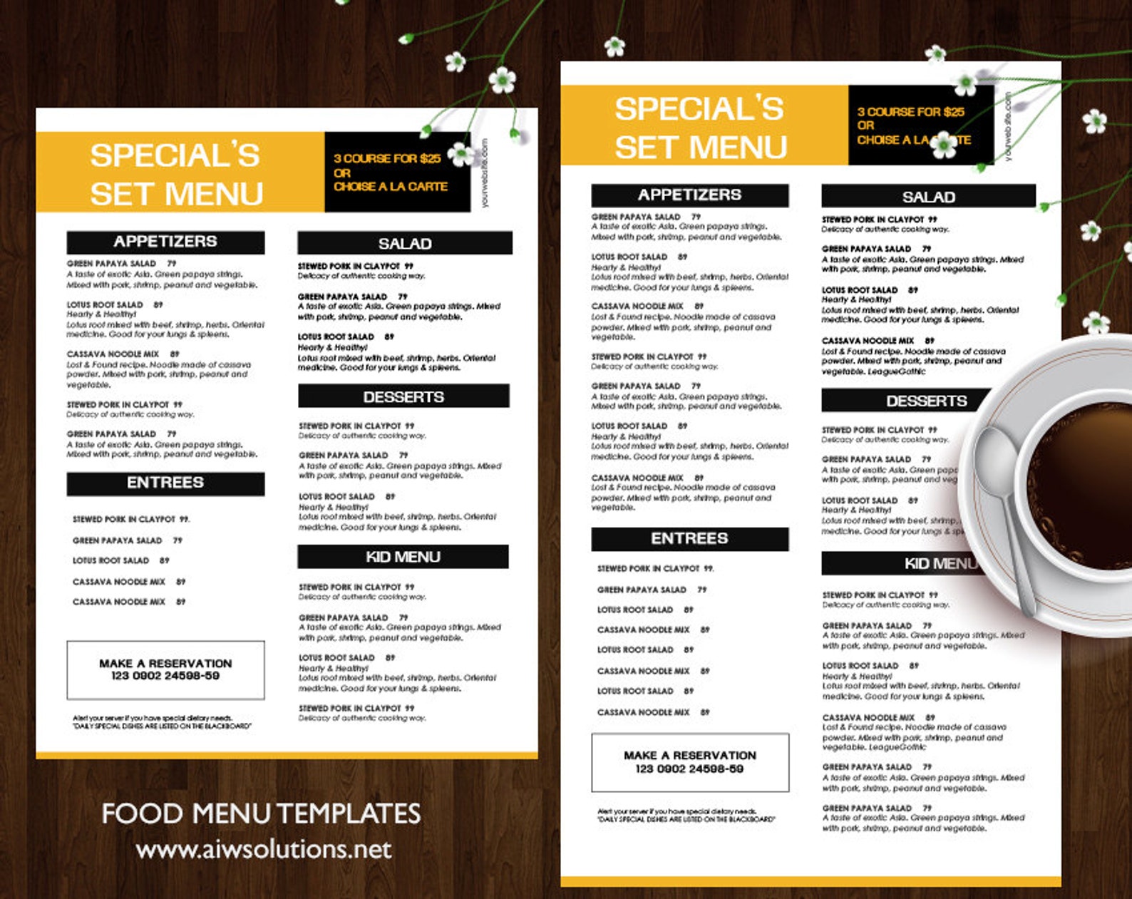 Canva Special Set Menu Templates, Printable Restaurant Menu Template ...