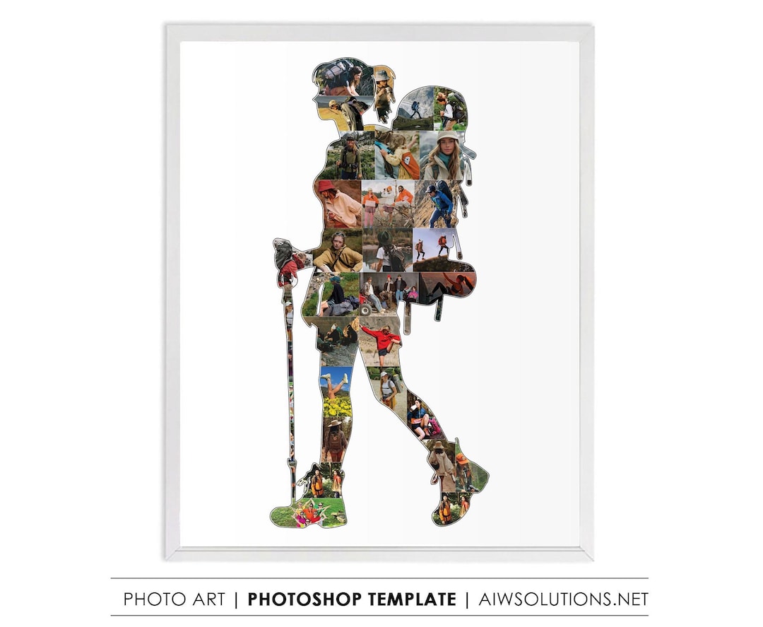 Female Hiker Photo Collage Template,hiking Girl Gift Idea, Trekking ...