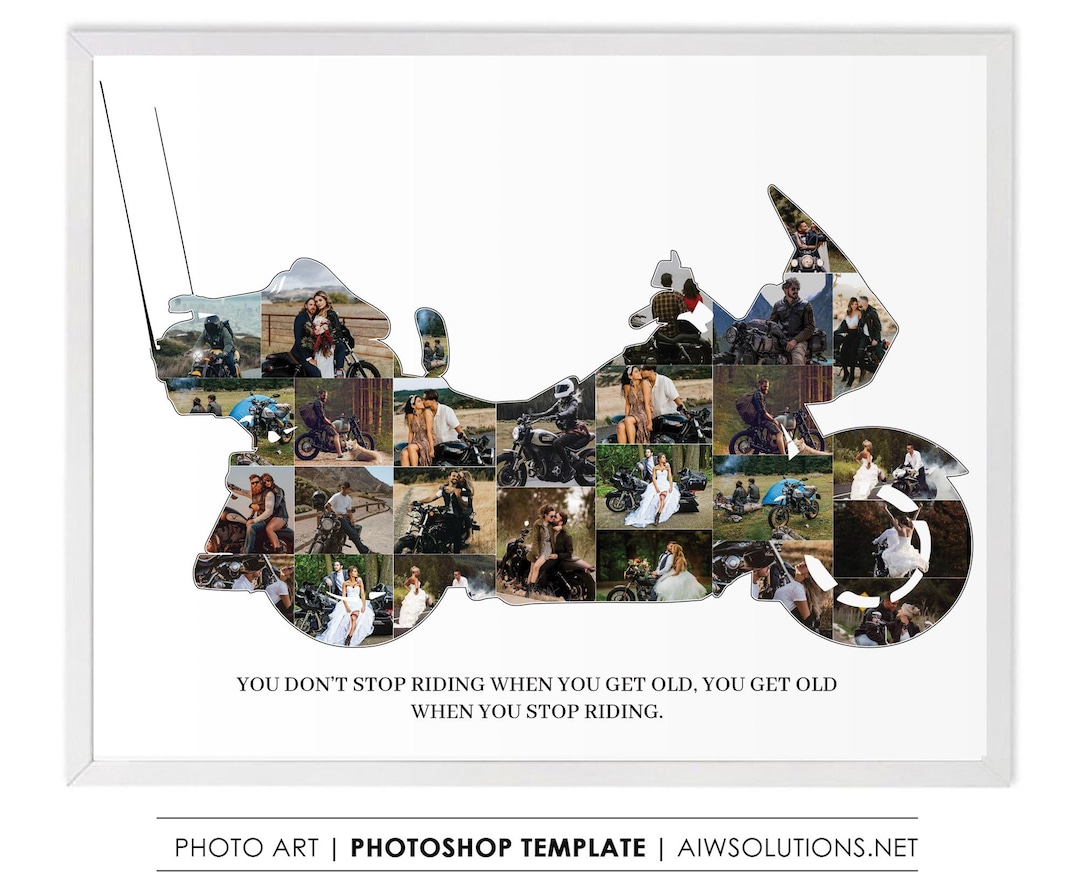 Motorcycle Photo Collage Template, Biker Collage, Motorcycle Gift for ...