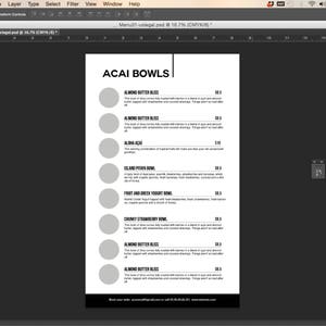 CANVA Smoothie Menu Template, Acai Bowls Menu Template, Editable ...