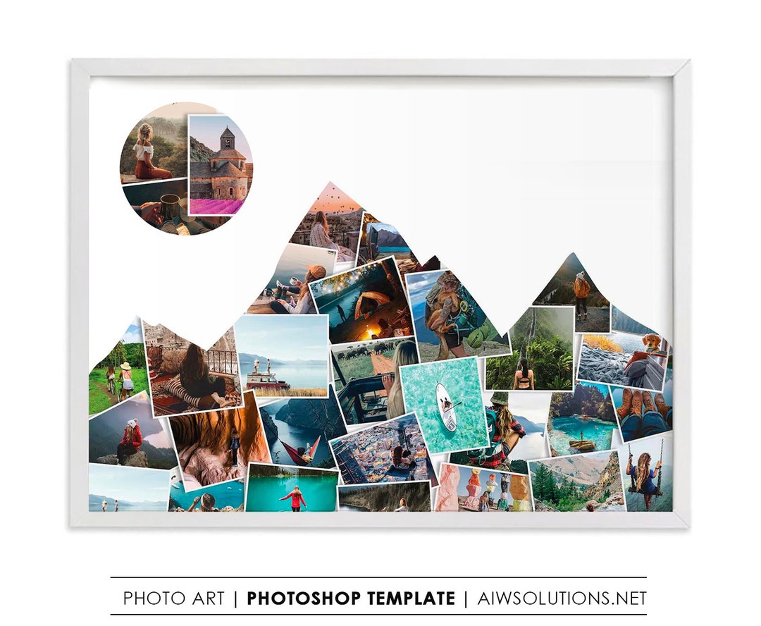 Adventure Mountain Photo Collage Template, Mountain Shape, Mountain ...