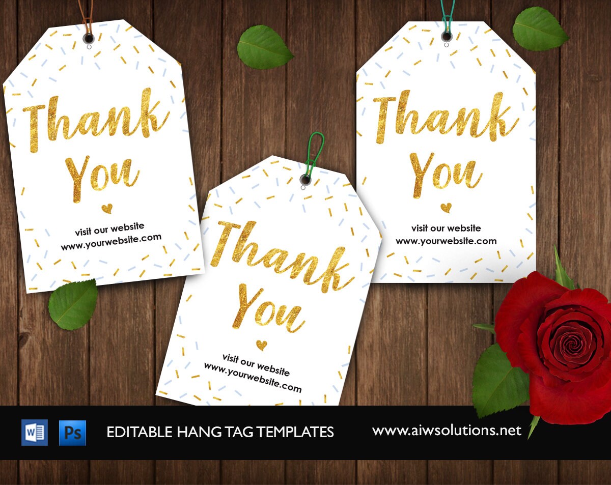 Editable Gift Tag Product Thank You Tag Gift Card Gold | Etsy