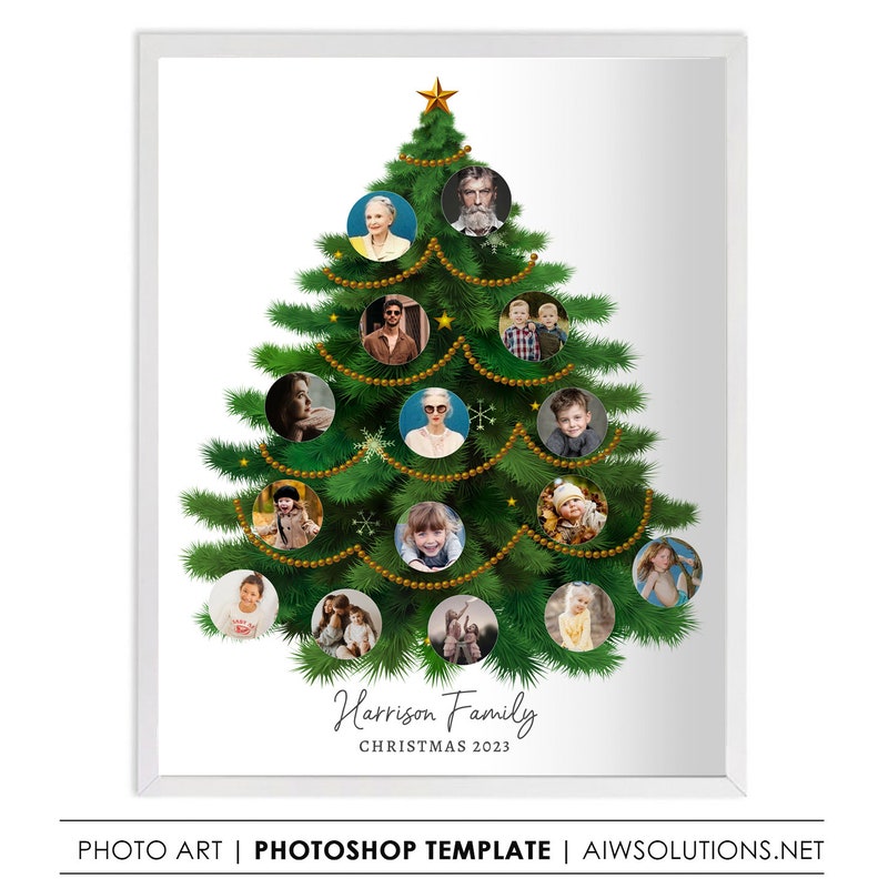 Christmas Tree Shape Photo Collage Template - Etsy