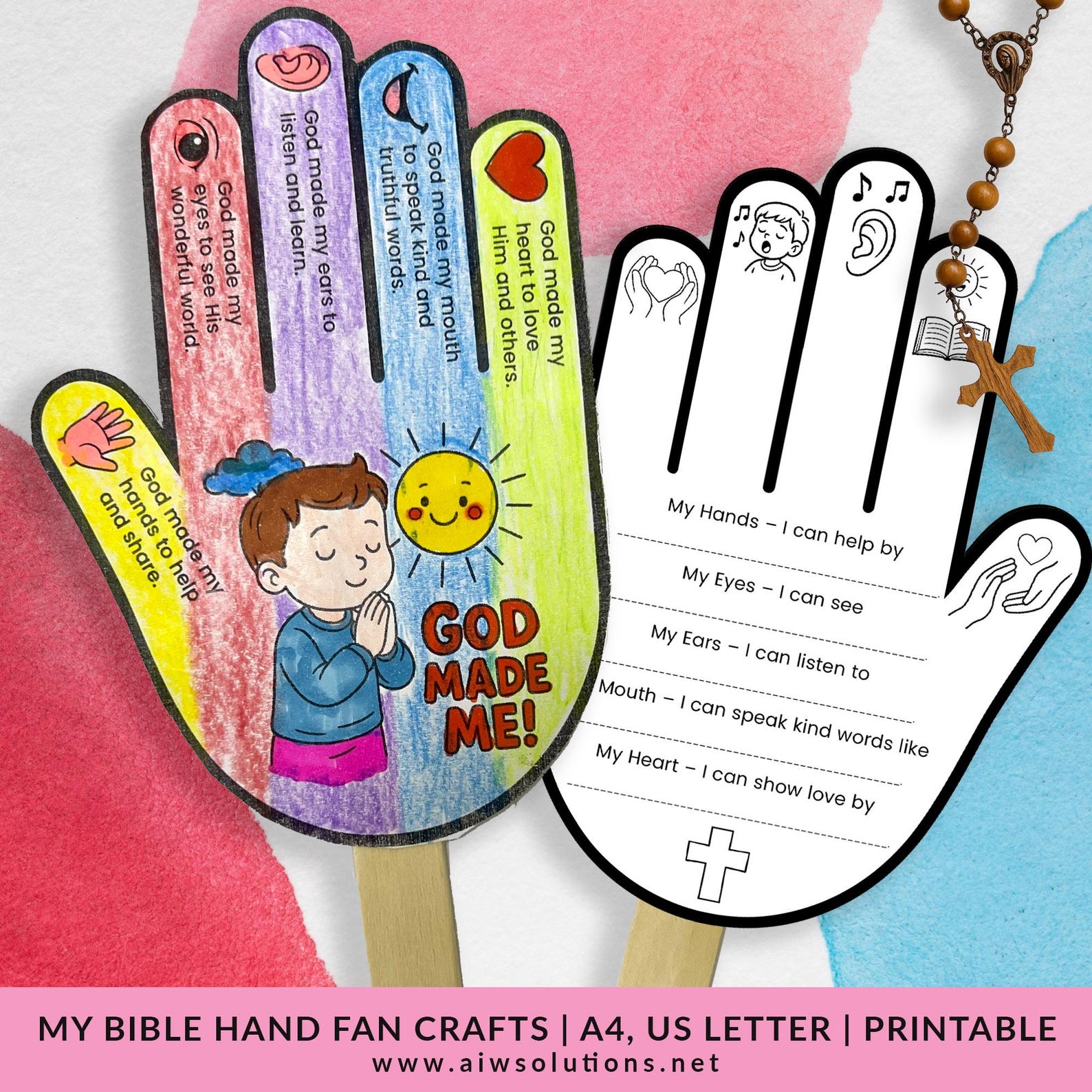 God Made Me Bible Hand Fan Craft Printable, Creation Craft, Bible ...