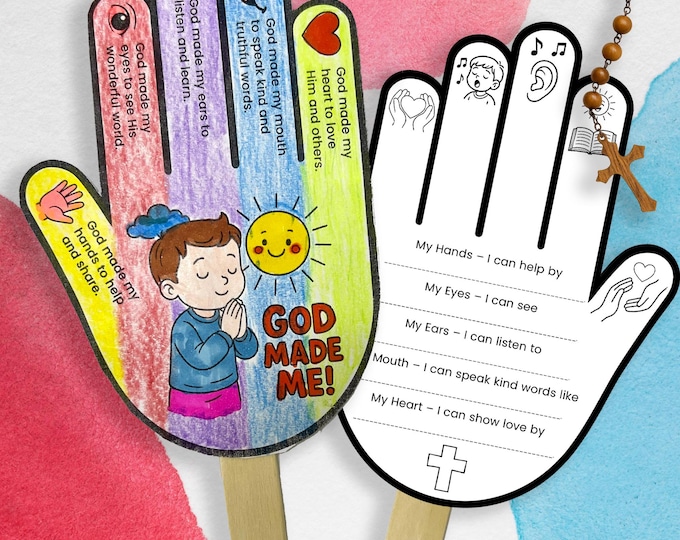 God Made Me Bible Hand Fan Craft Printable, Creation Craft, Bible ...
