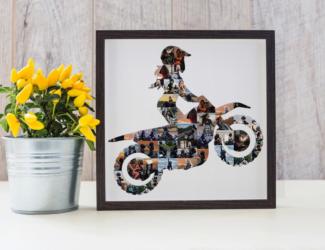Girl Biker Photo Collages Template, Motorcycle Shape, Biker Women ...