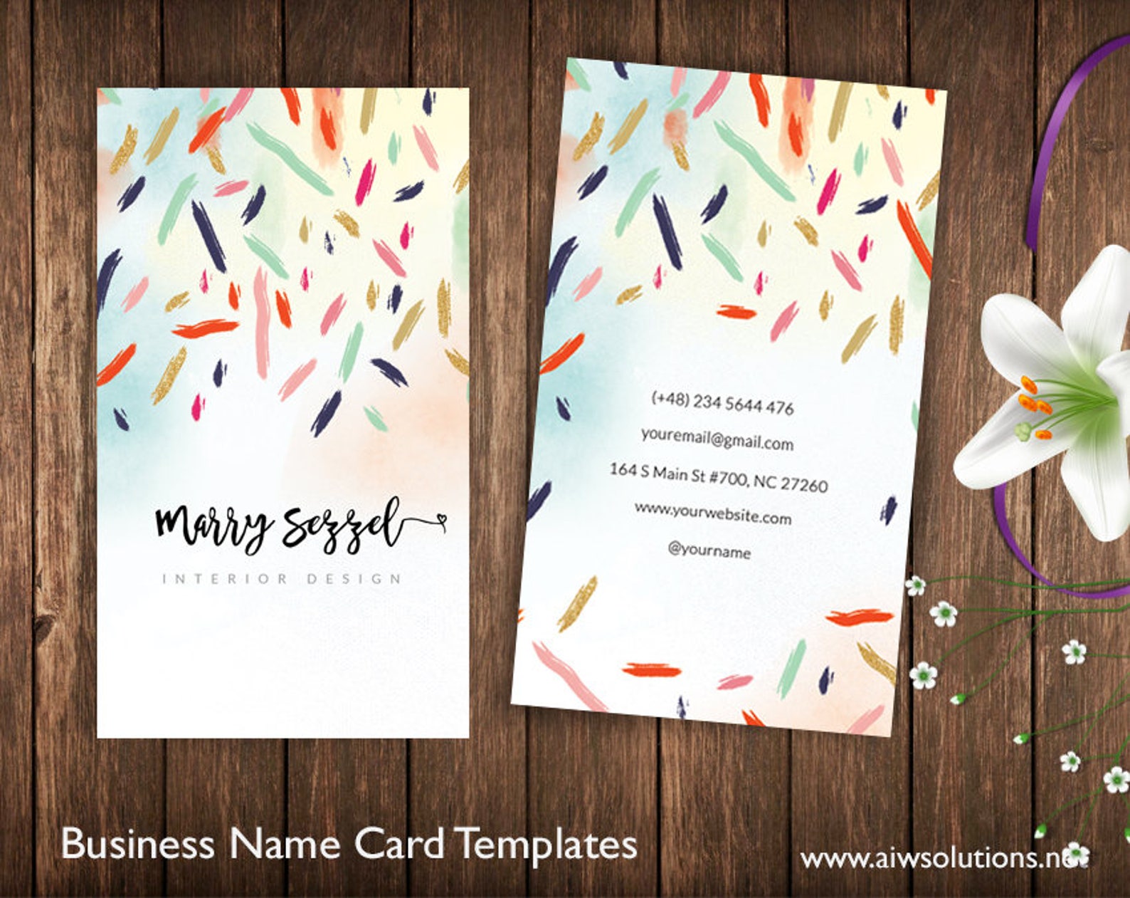 Name Card Template Photography Name Card Colourful Name | Etsy