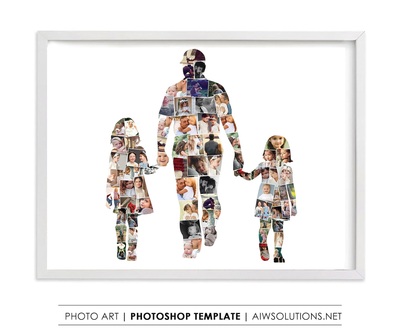 Dad and Girl Photo Collage Template Dad and 2 Girls Shape - Etsy