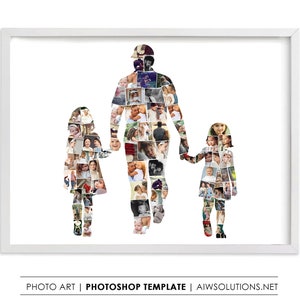 Dad and Girl Photo Collage Template, Dad and 2 Girls Shape, Father and ...
