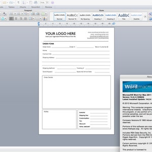 Order Form, Wholesale Order Form Template, Ms Word Order Form, Retail ...
