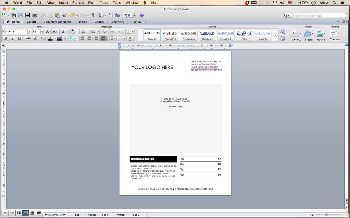 Line Sheet 1 Image per Page Furniture Line Sheet Template | Etsy