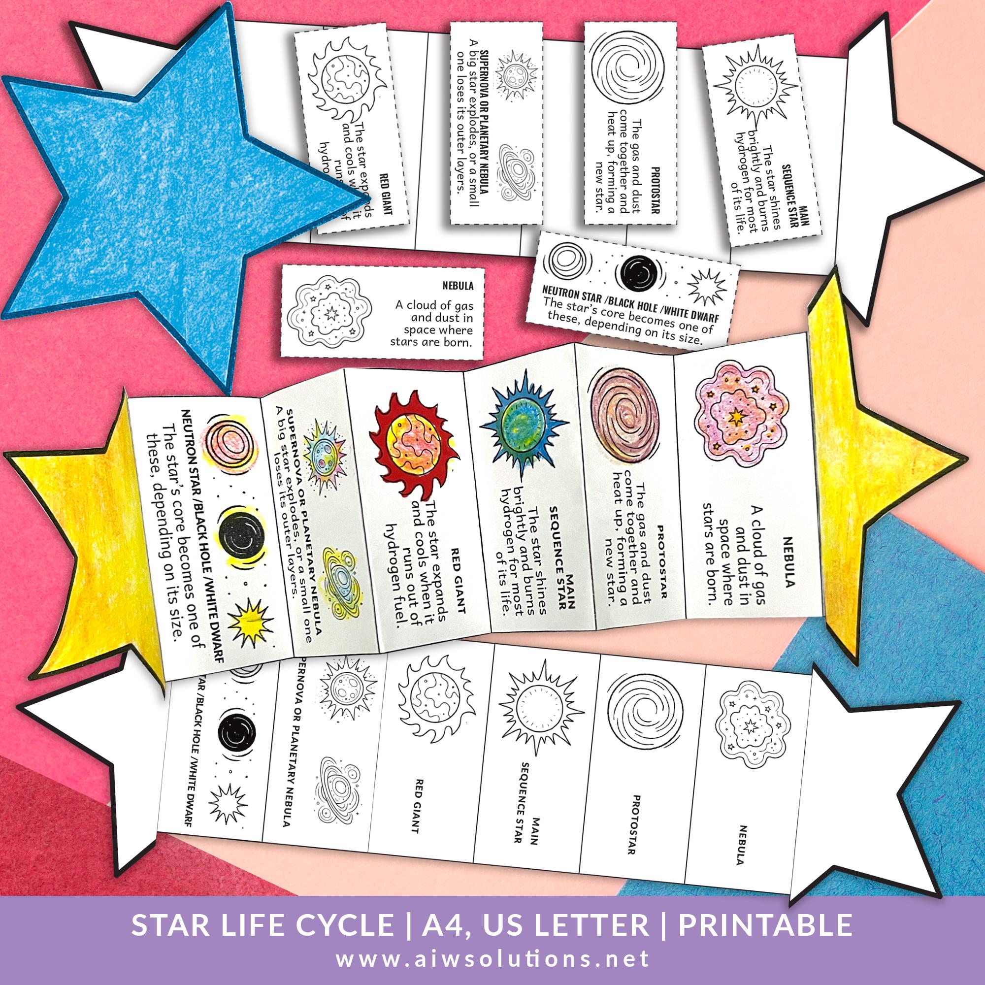 Star Life Cycle – Foldable Sequencing Craft for Kids, Life Cycle of A ...