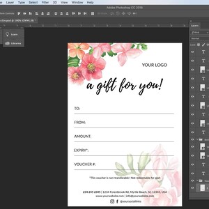 Floral Gift Certificate Template, Gift Voucher Template, Gift ...