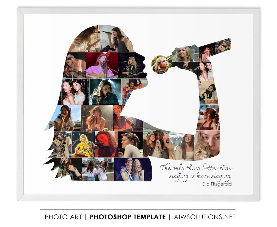 Girl Singer Photo Collage Template, Female Vocalist Gift, Girl Singer ...