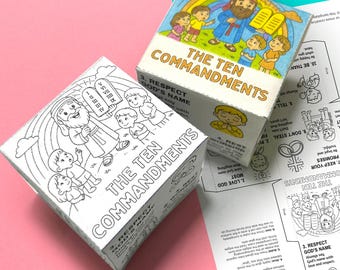 The Ten Commandments 3D Foldable Bible Coloring Cubes, Christian Craft ...