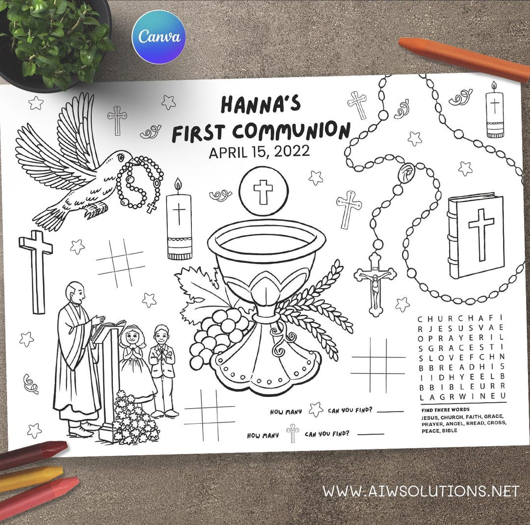 Editable Baptism Coloring, Catholic First Communion Coloring, First ...