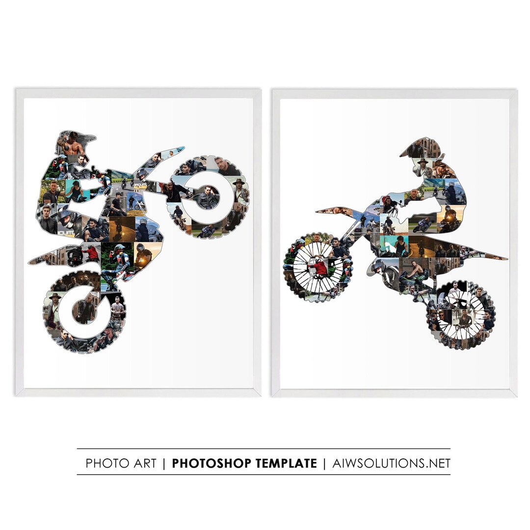 Biker Photo Collages Template,motorcycle Shape ,2 Motorcycle Templates ...